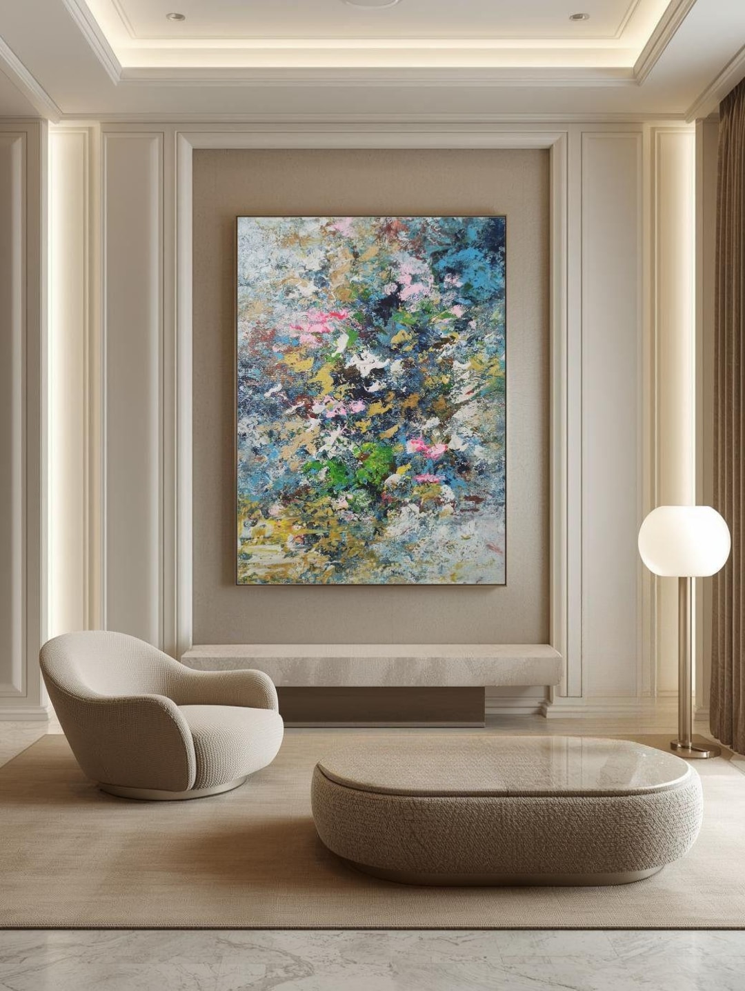 Extra Large Abstract Canvas Painting, Textured Oversized Wall Art for ...