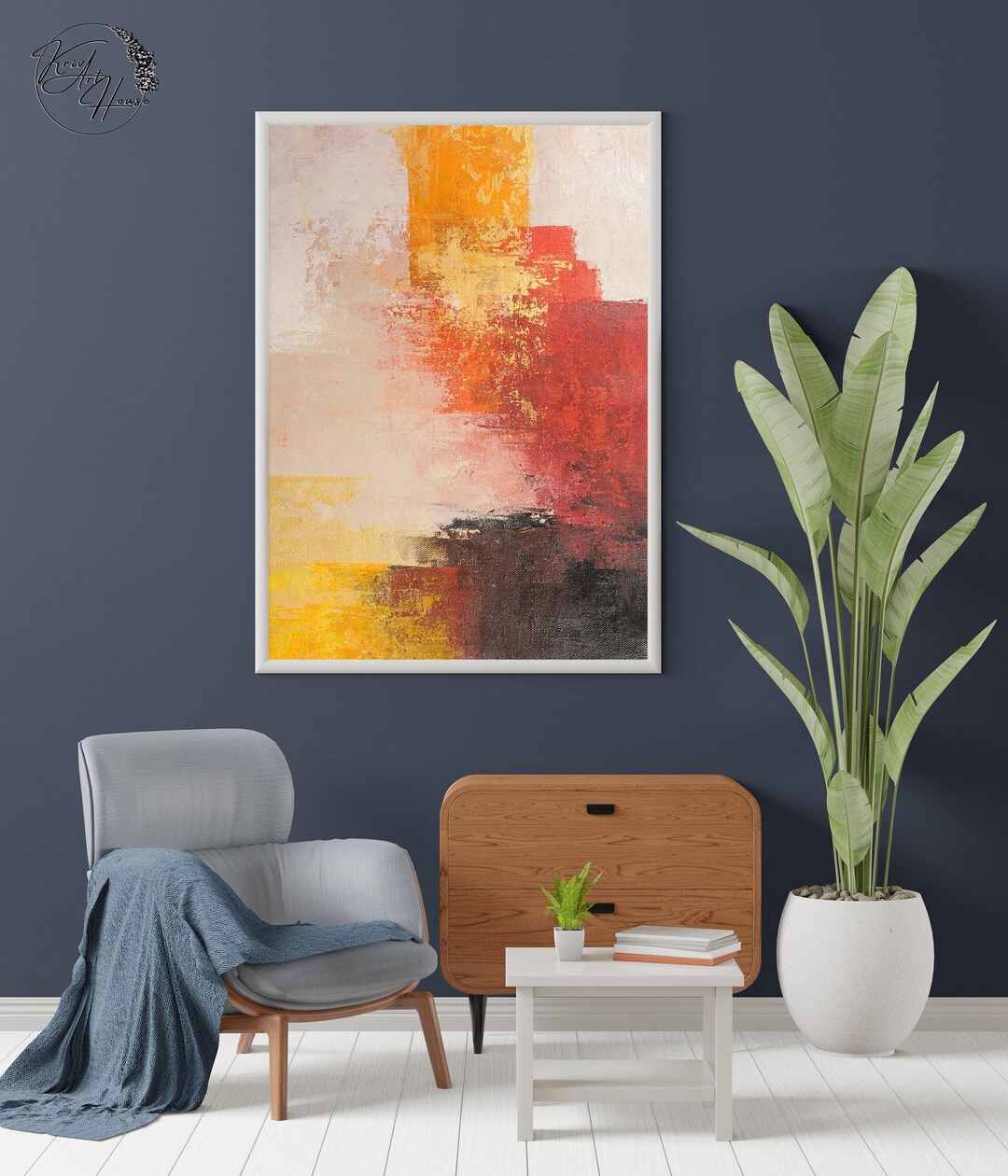 Oversized Vibrant Red Oil Painting on Canvas Wall Art Cute Drom Room ...