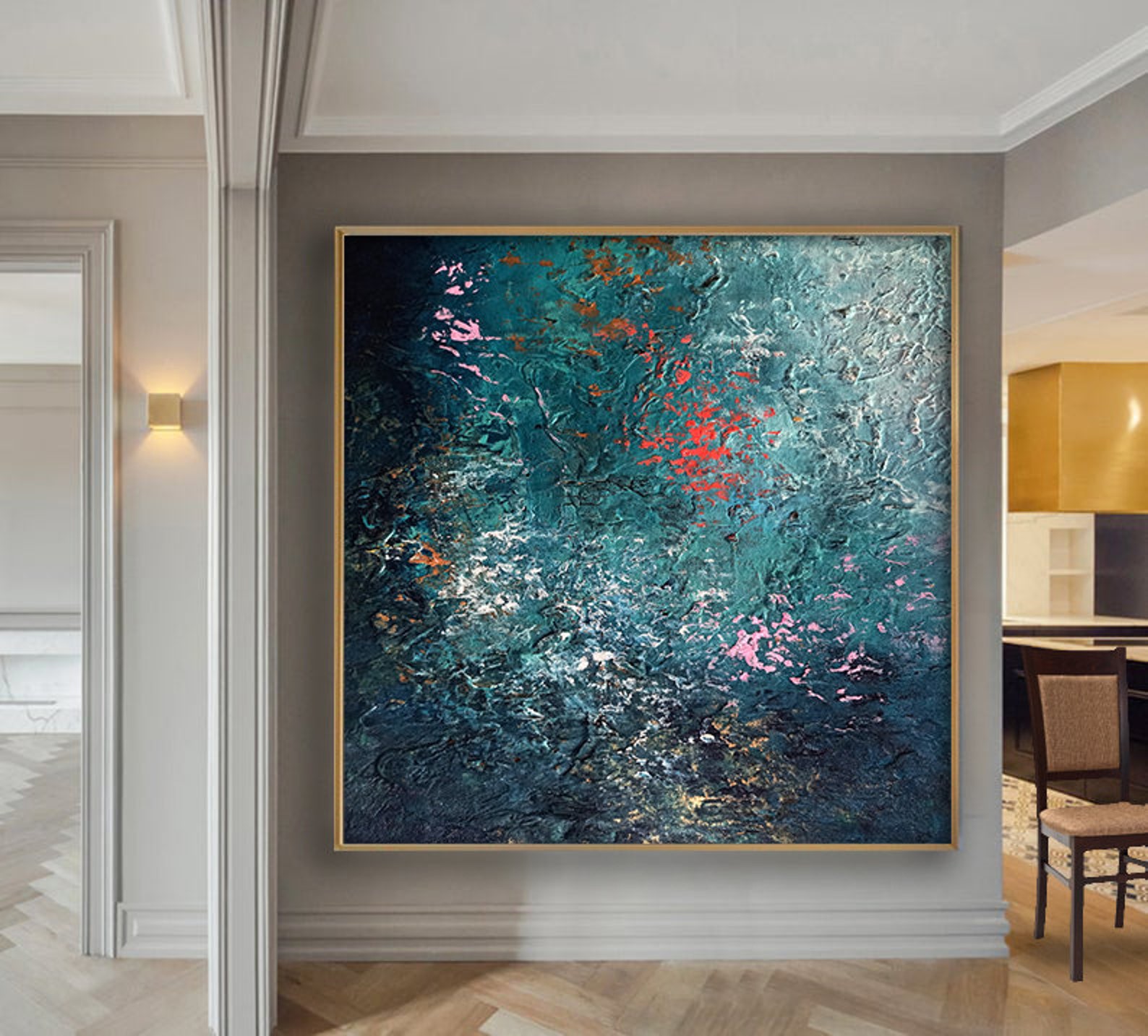 Blue Acrylic Abstract Painting Oversized Abstract Painting - Etsy