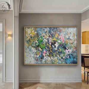 Extra Large Abstract Canvas Painting, Textured Oversized Wall Art for ...