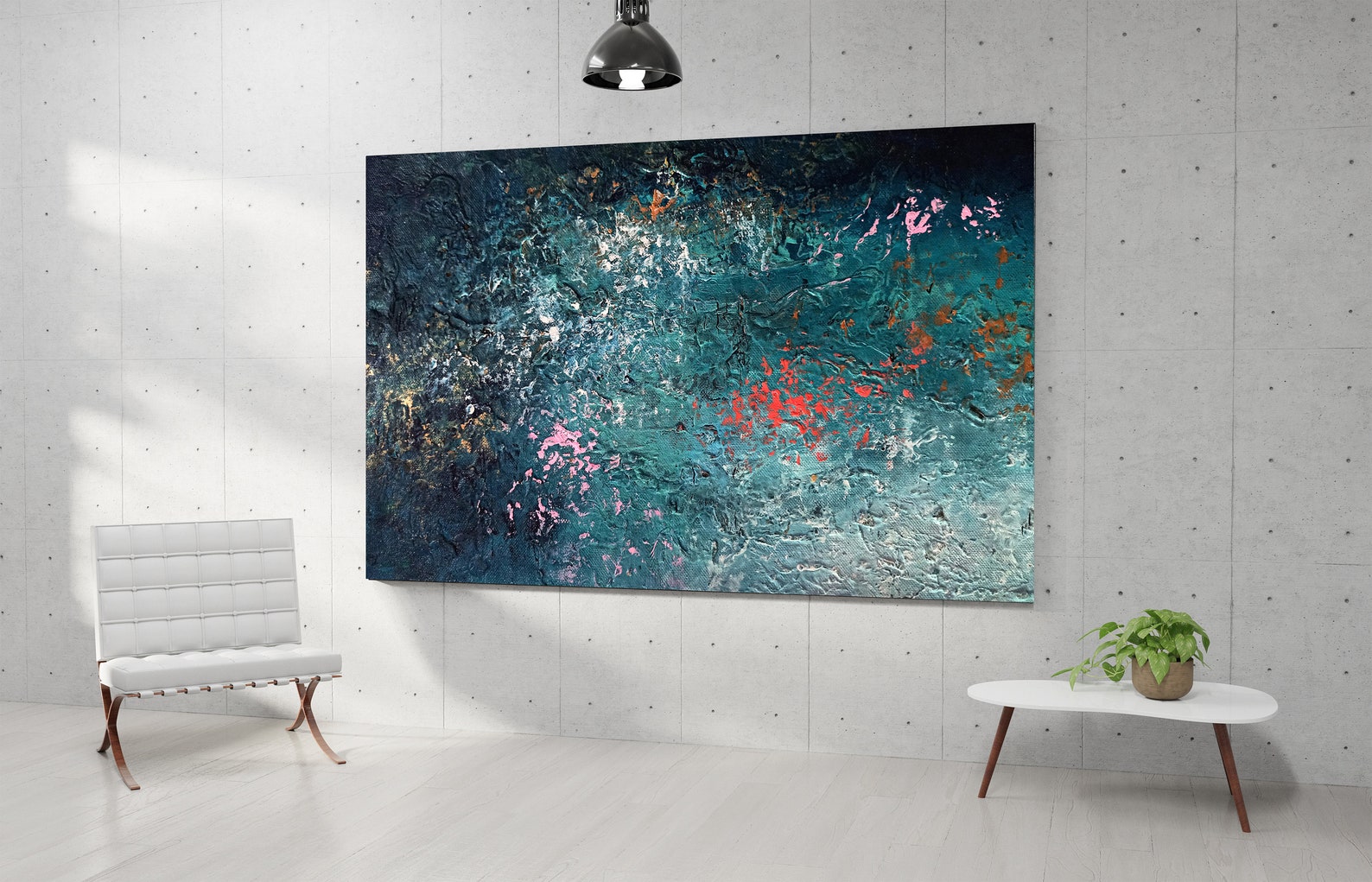 Blue Acrylic Abstract Painting Oversized Abstract Painting | Etsy