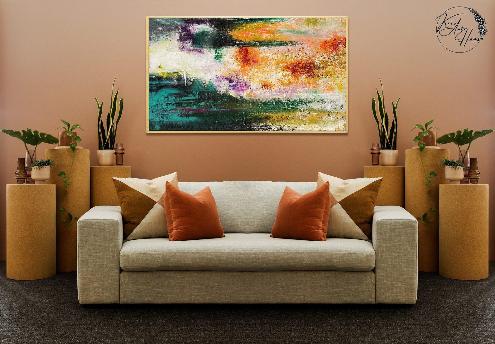 Large Wall Art Abstract Painting for Home Decor, Oil Painting, Palette ...