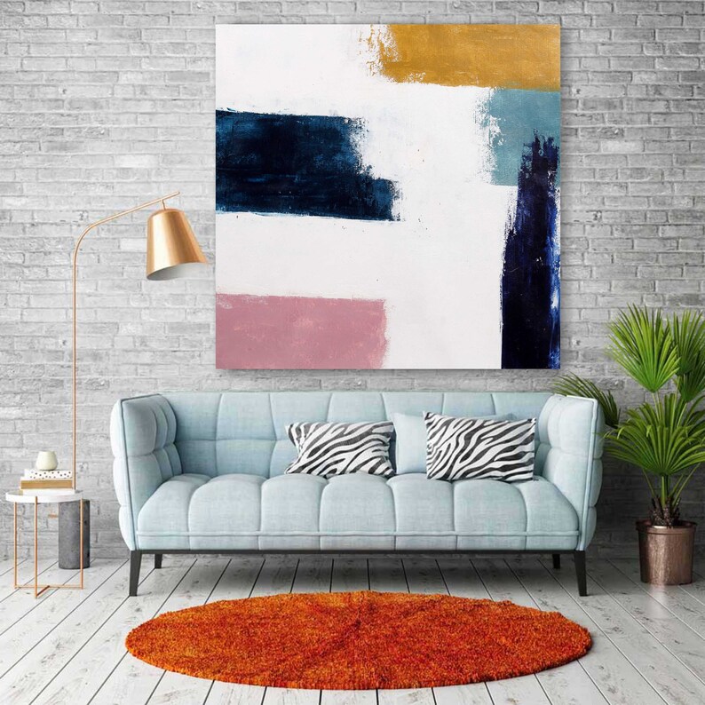Abstract Painting Blue and Pink Abstract Painting Extra - Etsy