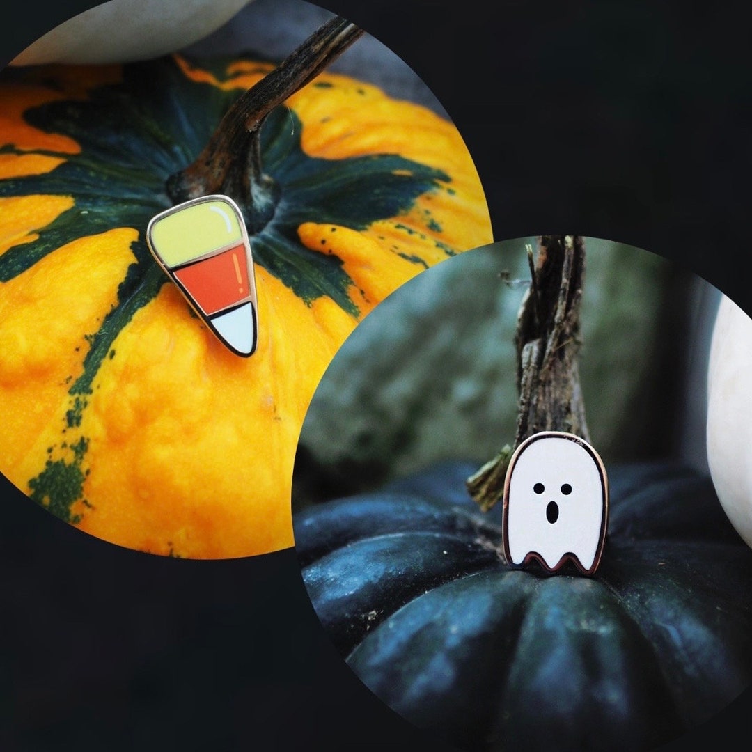 Halloween Candy Corn / Ghost Mini Pins - Etsy
