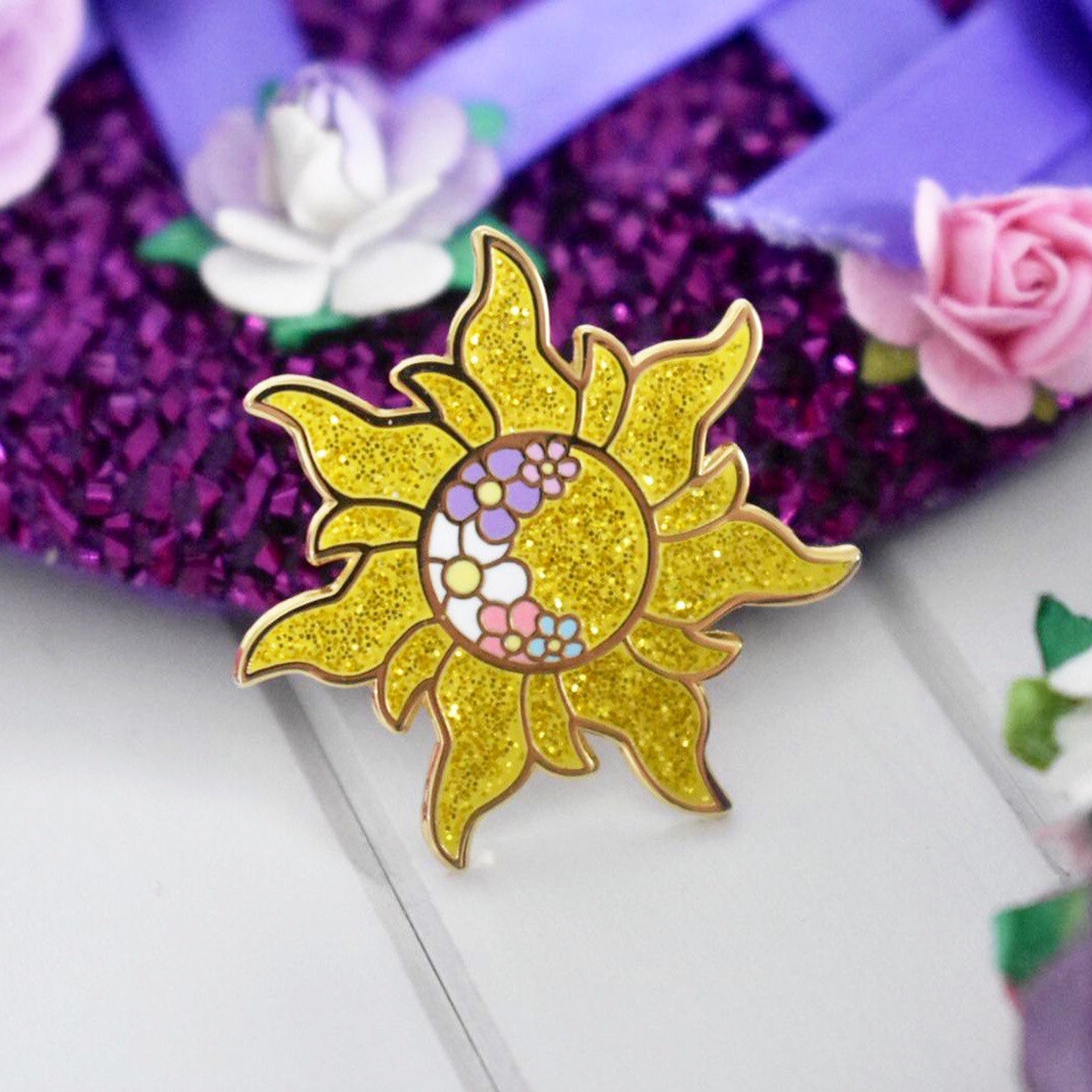 Floral Sun pin | Etsy