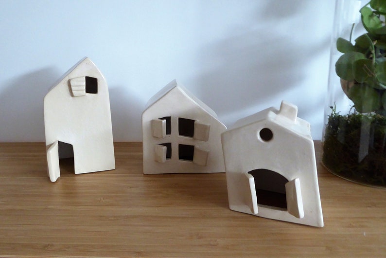 Three Small Decorative Ceramic Houses - Etsy