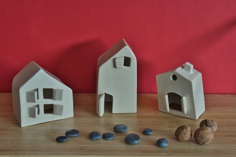 Three Small Decorative Ceramic Houses - Etsy