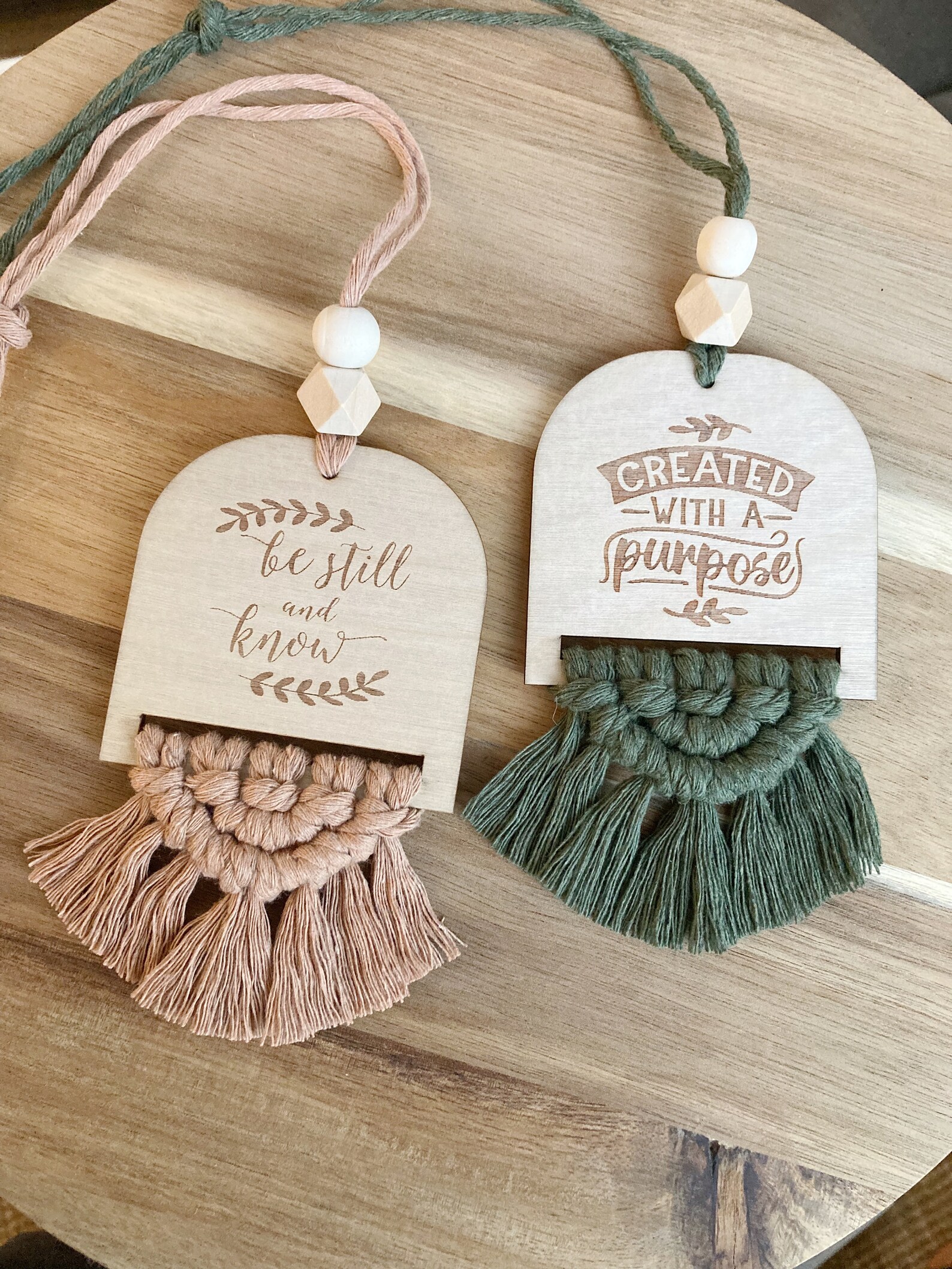 Macrame Car Charm, Christian Themed Car Decor, Macrame Car Diffuser ...