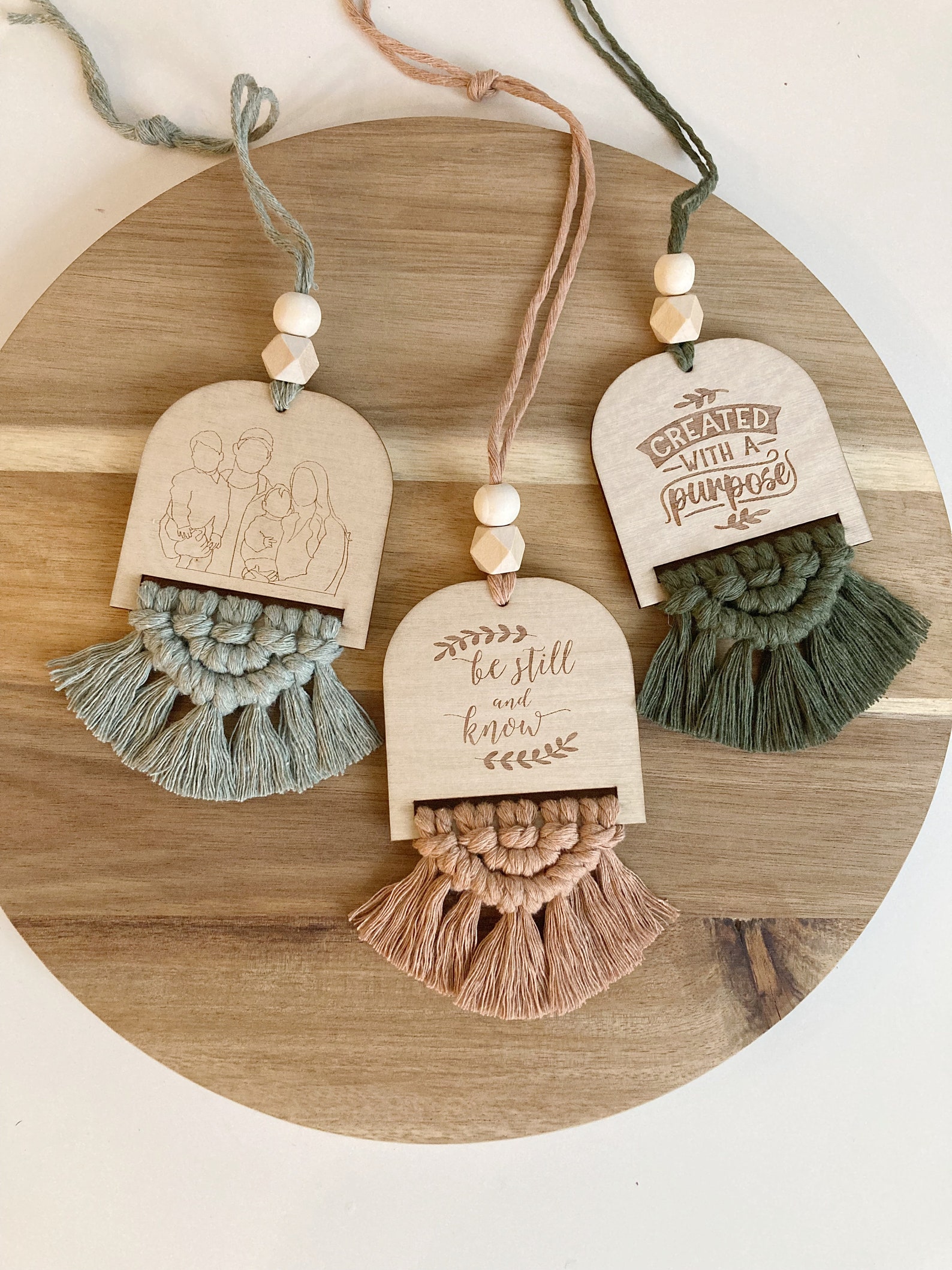 Macrame Car Charm, Christian Themed Car Decor, Macrame Car Diffuser ...