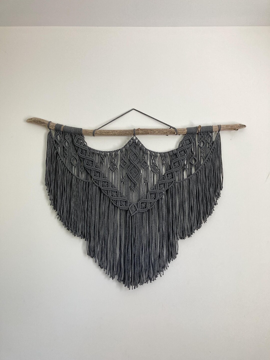 Gray Macramé Wall Hanging, Large Wall Hanging, Boho Home Decor, Modern ...