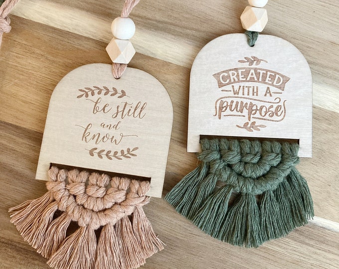 Macrame Car Charm, Christian Themed Car Decor, Macrame Car Diffuser ...