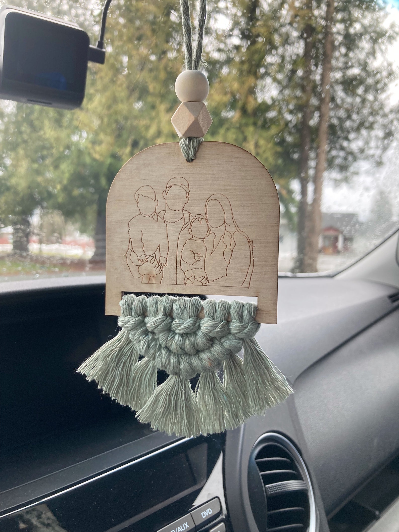 Macrame Car Charm, Christian Themed Car Decor, Macrame Car Diffuser ...