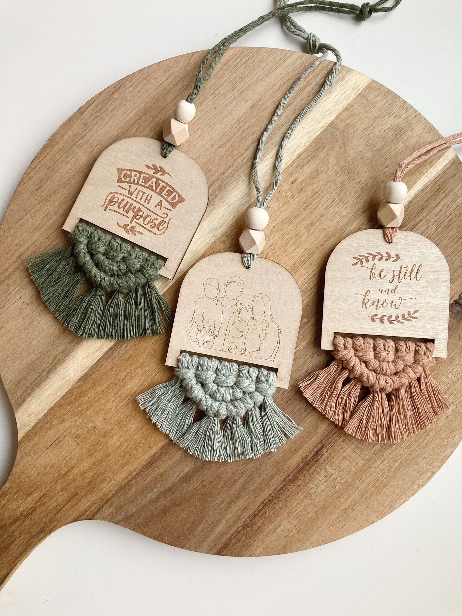 Macrame Car Charm, Christian Themed Car Decor, Macrame Car Diffuser ...