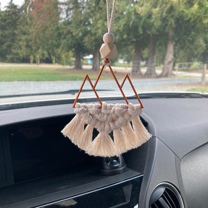 Rear View Mirror Charm, Macrame Car Charm, Macrame Car Decor, Boho Car ...