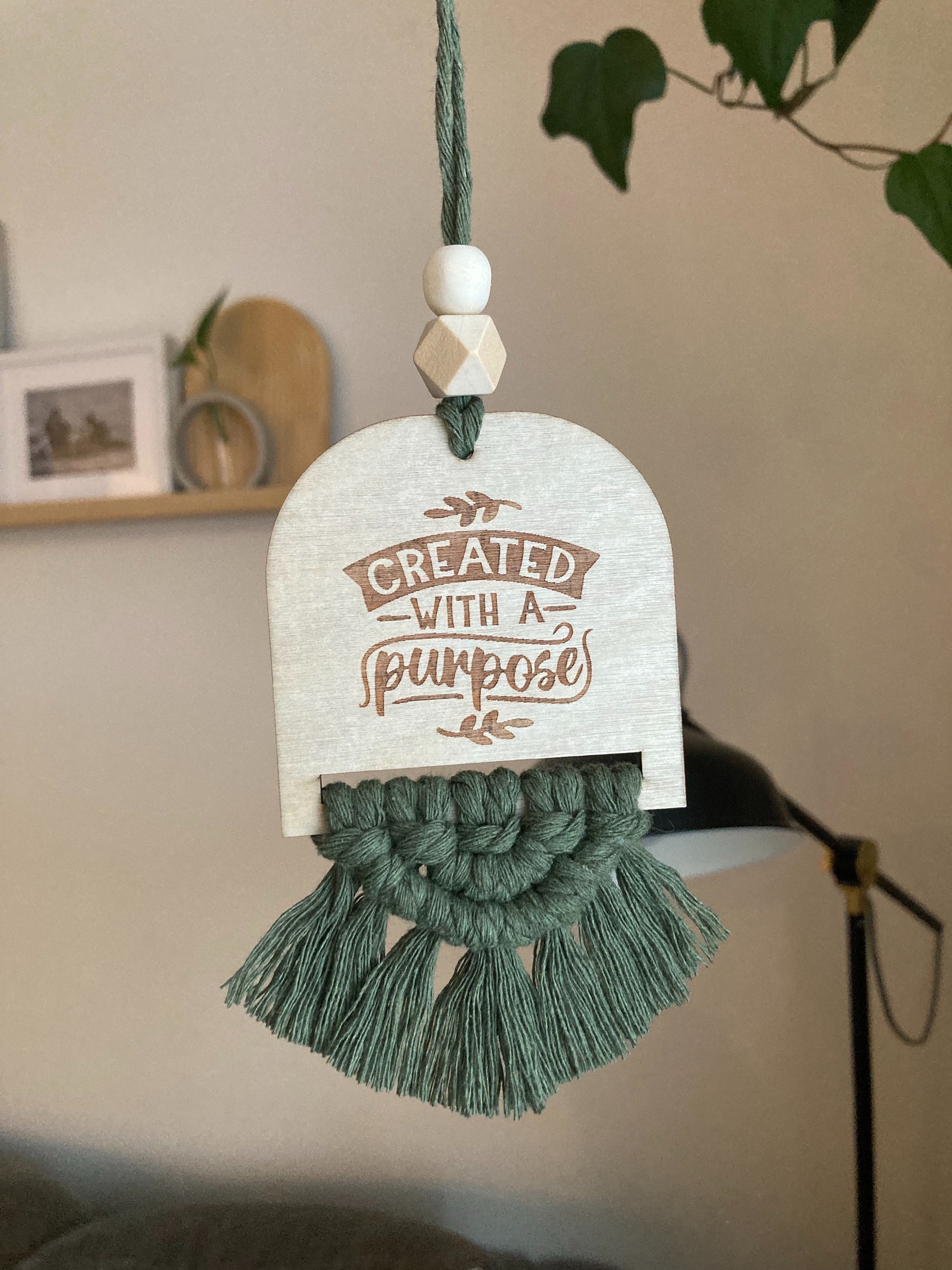 Macrame Car Charm, Christian Themed Car Decor, Macrame Car Diffuser ...