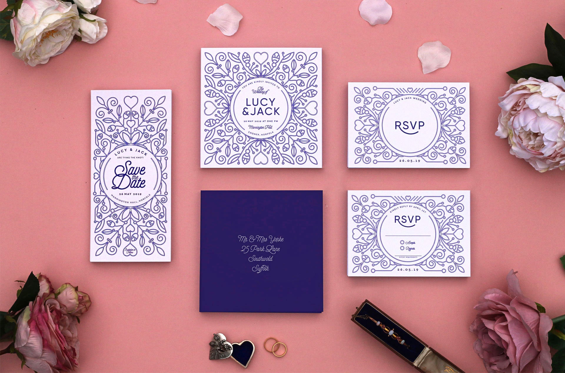 Floral Lines - Luxury Wedding Invitation and Save the Date Coaster ...