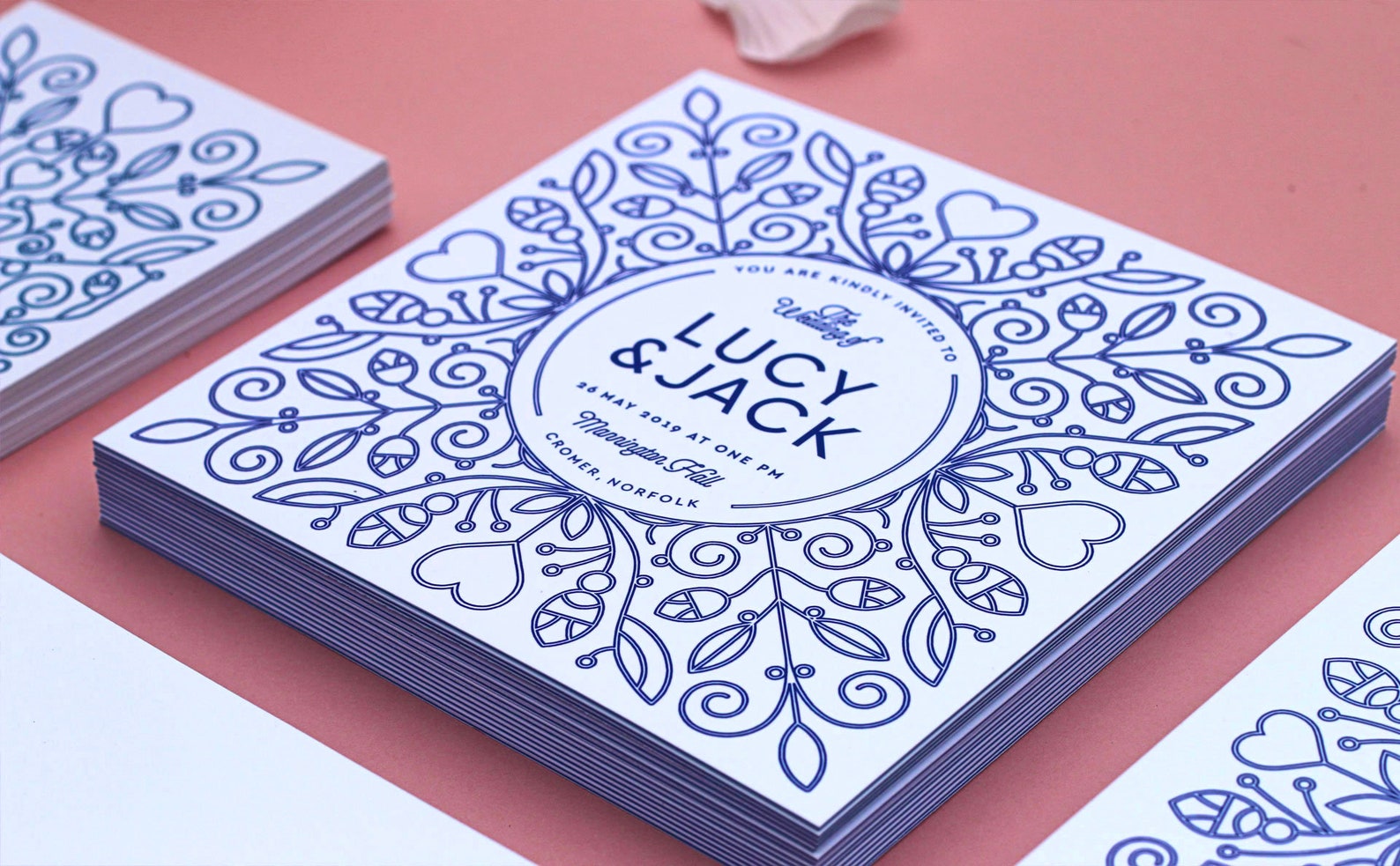 Floral Lines - Luxury Wedding Invitation and Save the Date Coaster ...