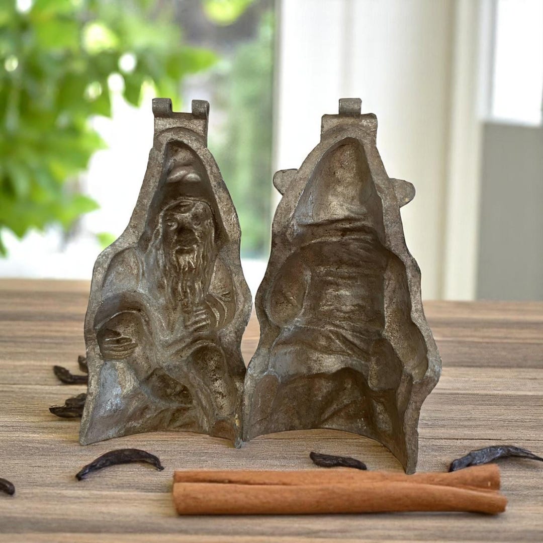 Vintage 2 Part Ice Pewter Mold of a Santa Standing - Etsy