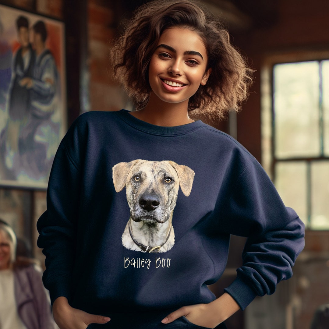 Custom Pet Sweatshirt, Hand Drawn Dog Portrait, Pet Illustration, Dog ...