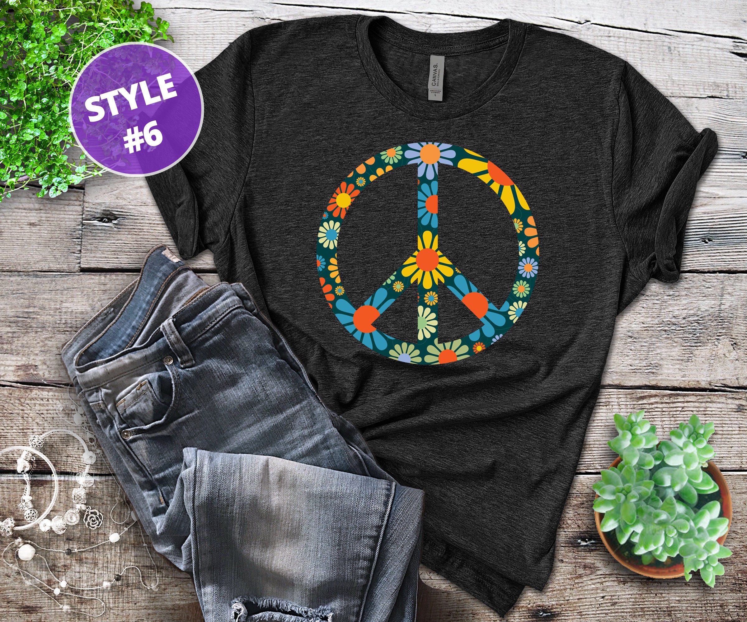 Peace Sign T-shirt Abstract Peace Tee Boho Tee Bohemian - Etsy