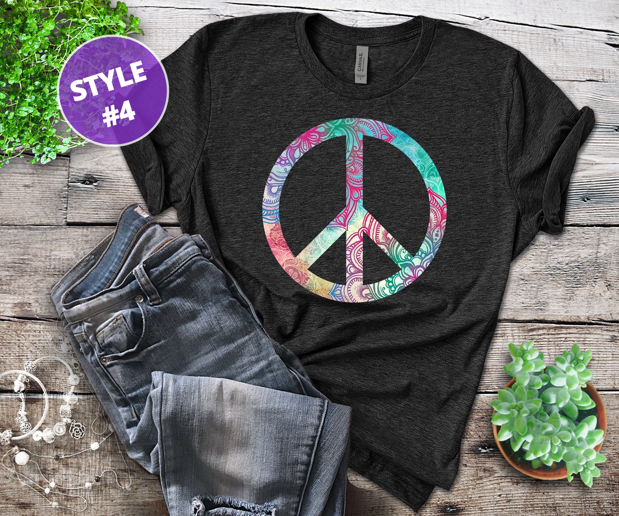 Peace Sign T-Shirt Abstract Peace tee boho tee bohemian | Etsy