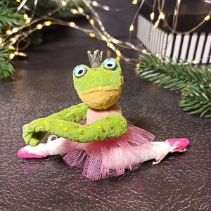 Artist Teddy Frog Ballerina, Ballet Frog in Crown, Miniature Ooak ...