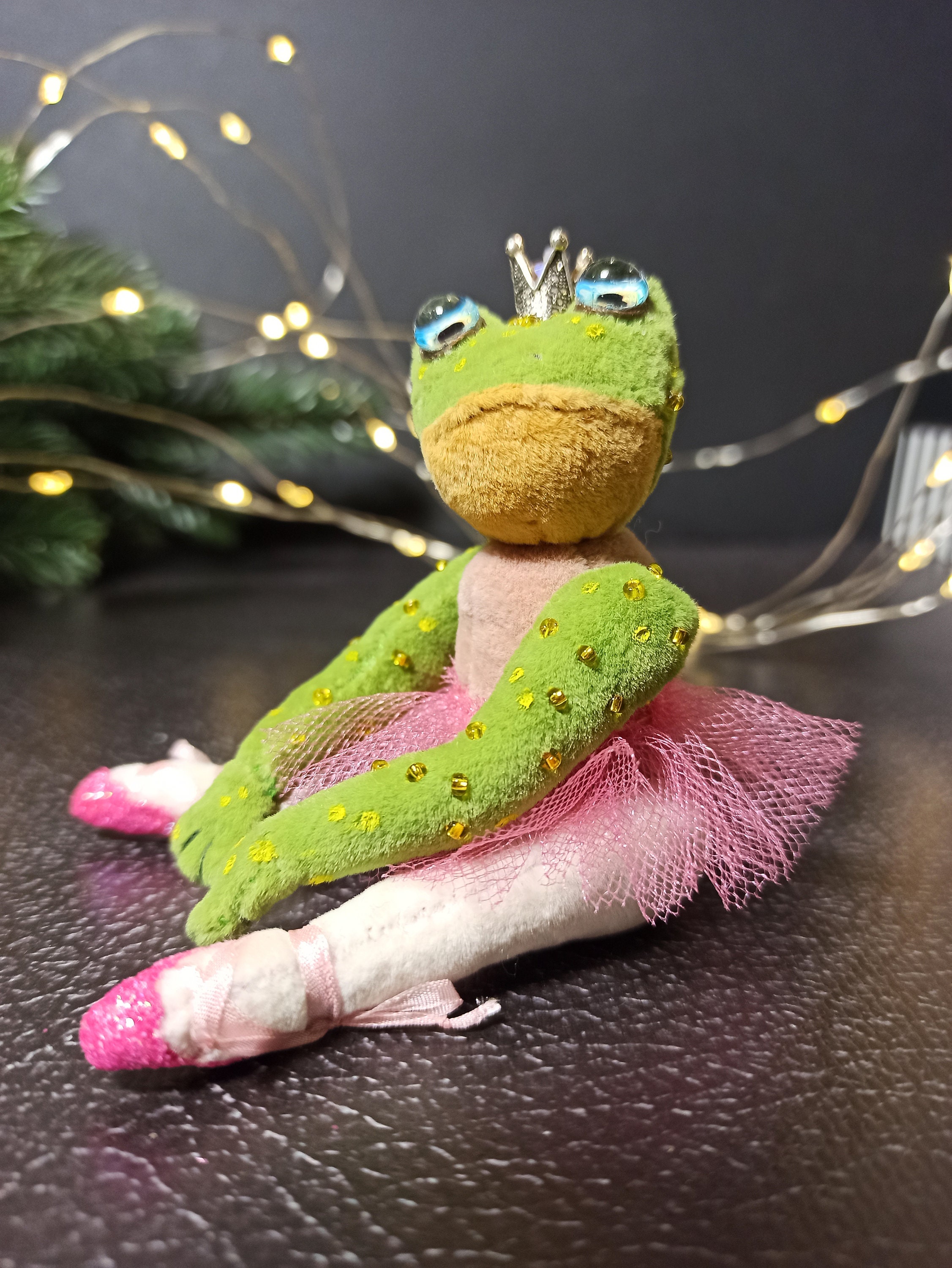 Artist Teddy Frog Ballerina, Ballet Frog in Crown, Miniature Ooak ...
