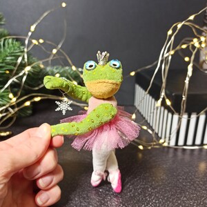 Artist Teddy Frog Ballerina, Ballet Frog in Crown, Miniature Ooak ...