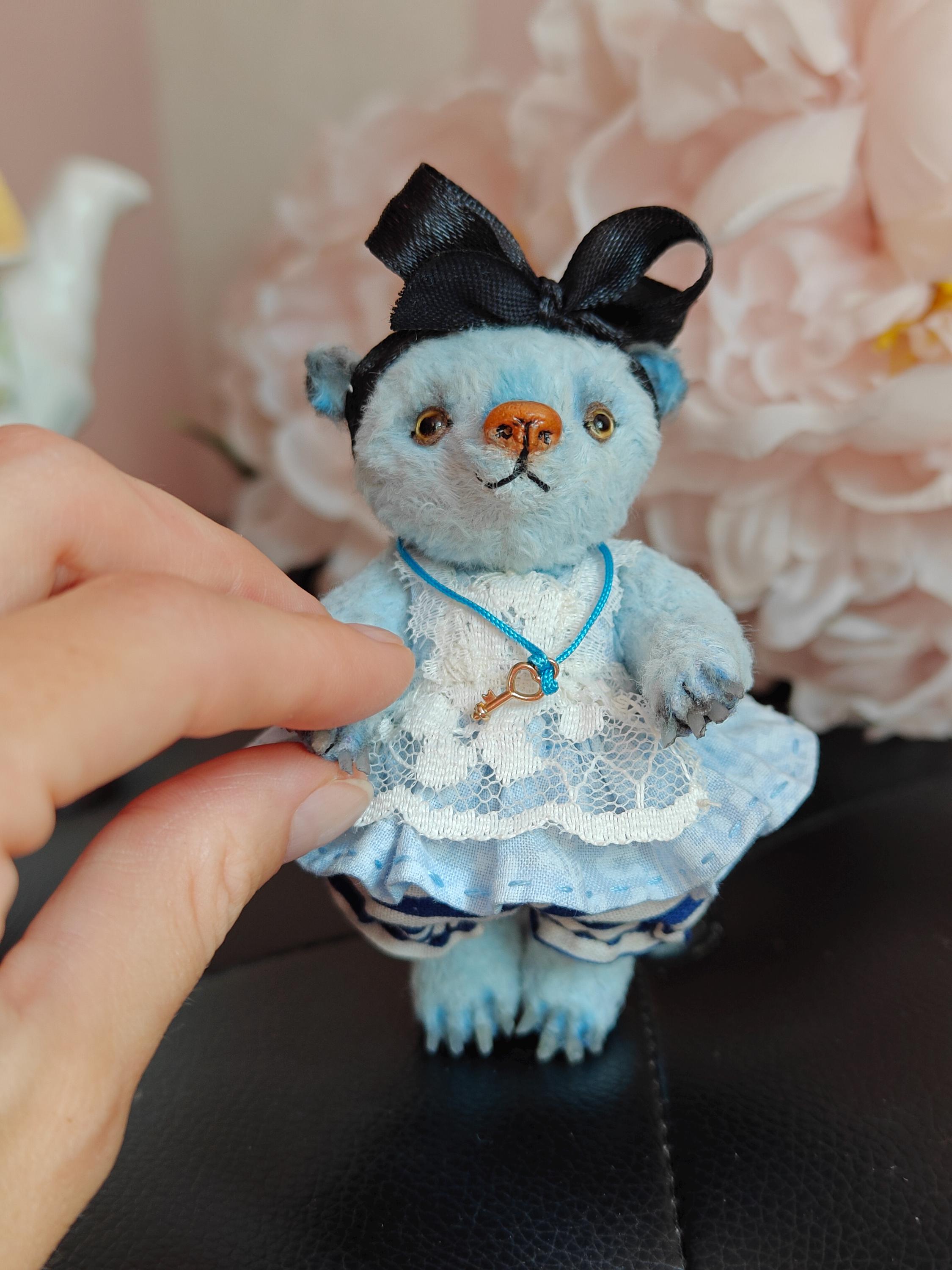 OOAK Artist Teddy Bear Girl, Miniature Plushie Alice in Clothes ...