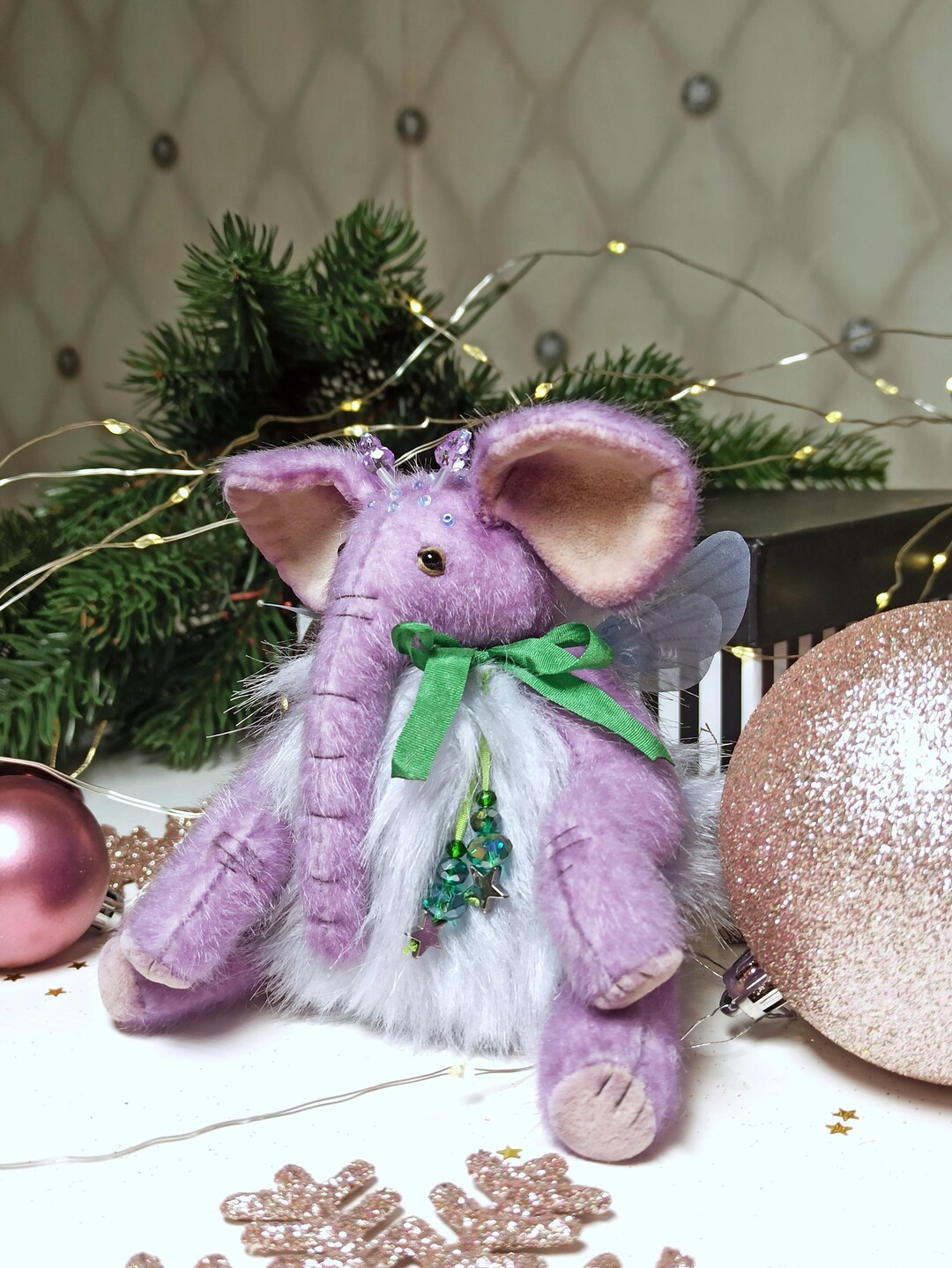 Artist Teddy Elephant, Fantasy Toy Creature, Ooak Soft Lilac Elephant ...