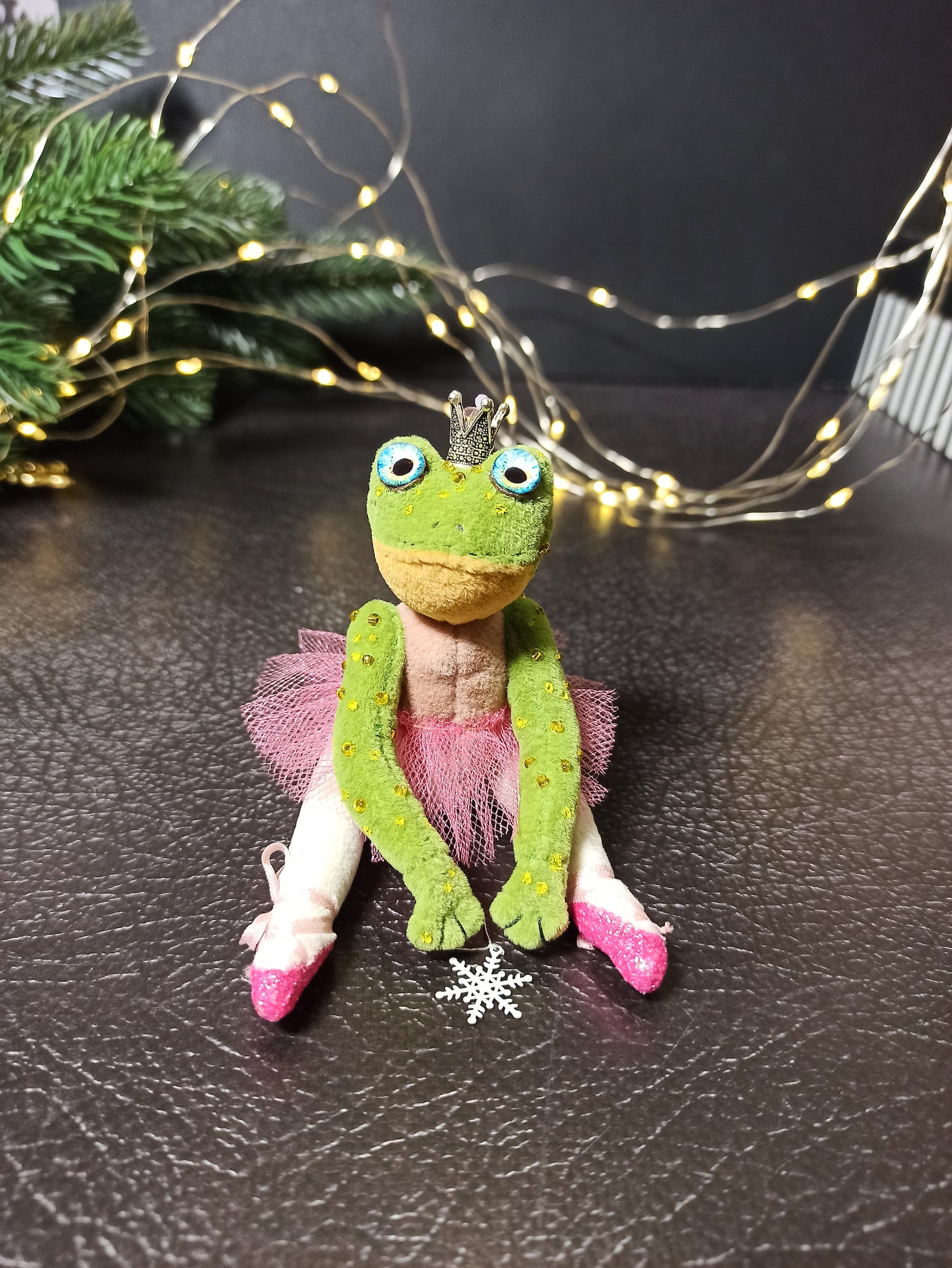 Artist Teddy Frog Ballerina, Ballet Frog in Crown, Miniature Ooak ...