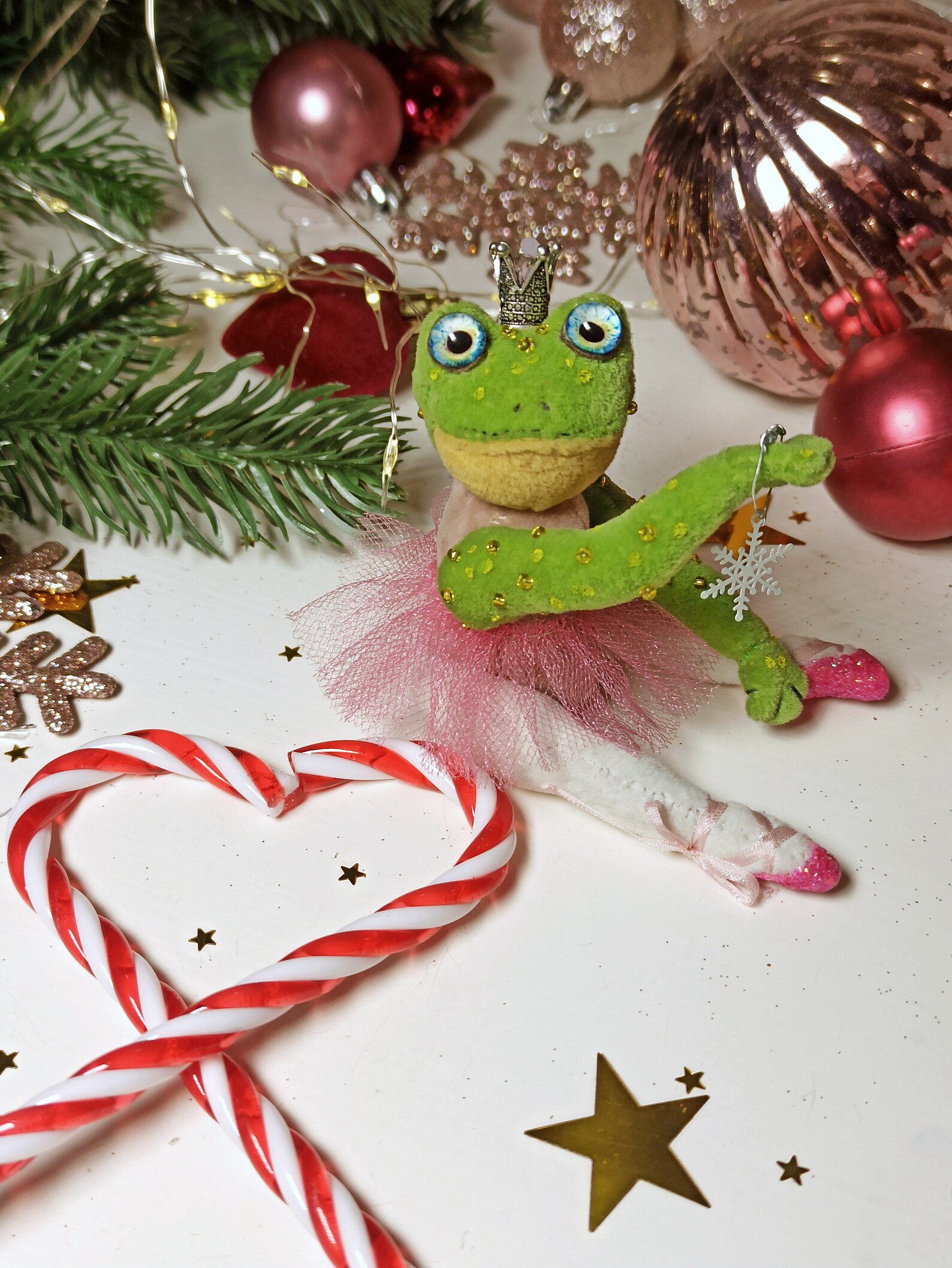 Artist Teddy Frog Ballerina, Ballet Frog in Crown, Miniature Ooak ...