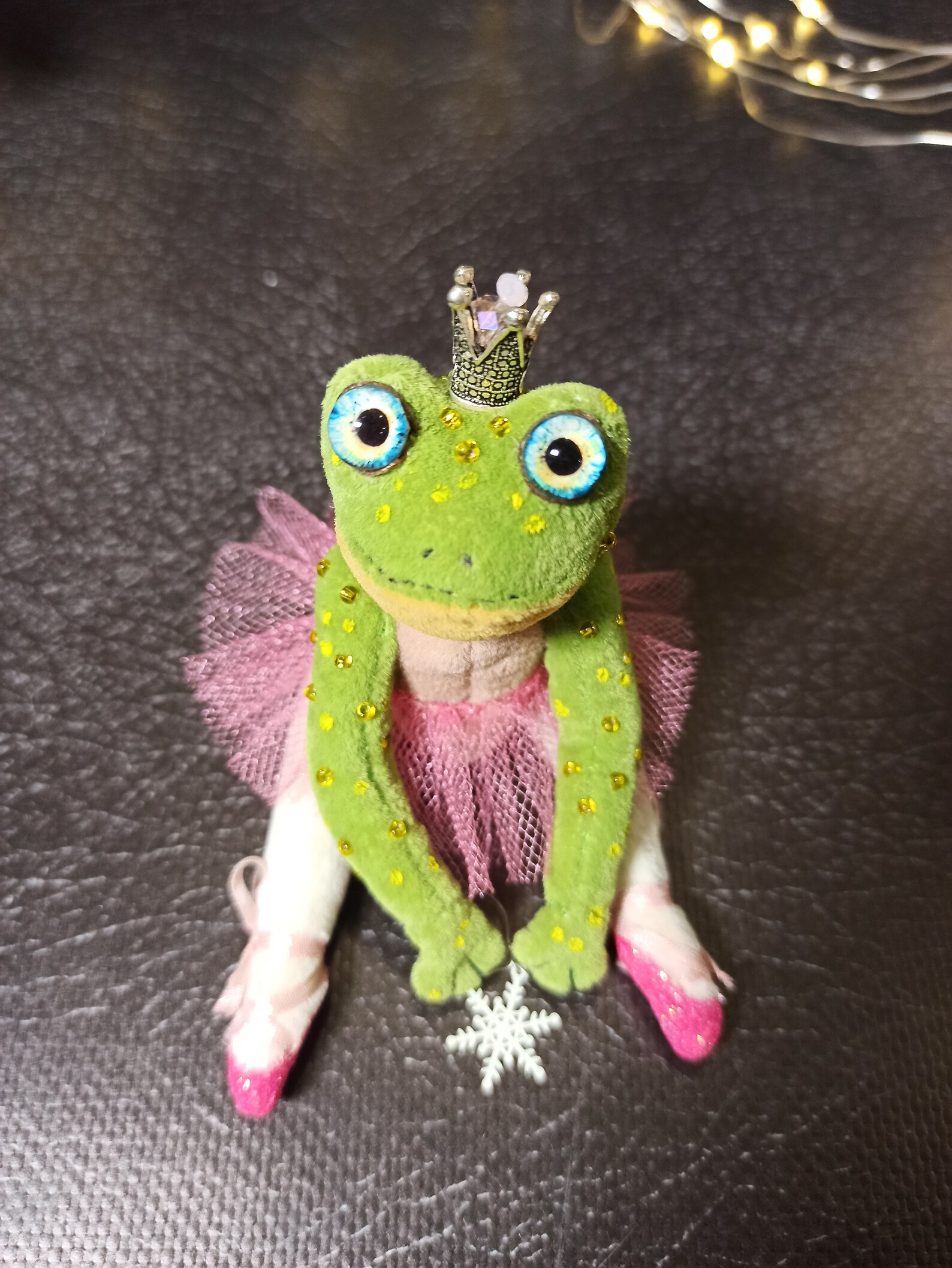 Artist Teddy Frog Ballerina, Ballet Frog in Crown, Miniature Ooak ...