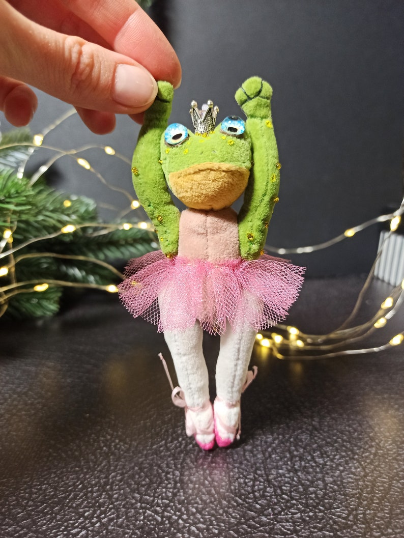 Artist Teddy Frog Ballerina, Ballet Frog in Crown, Miniature Ooak ...