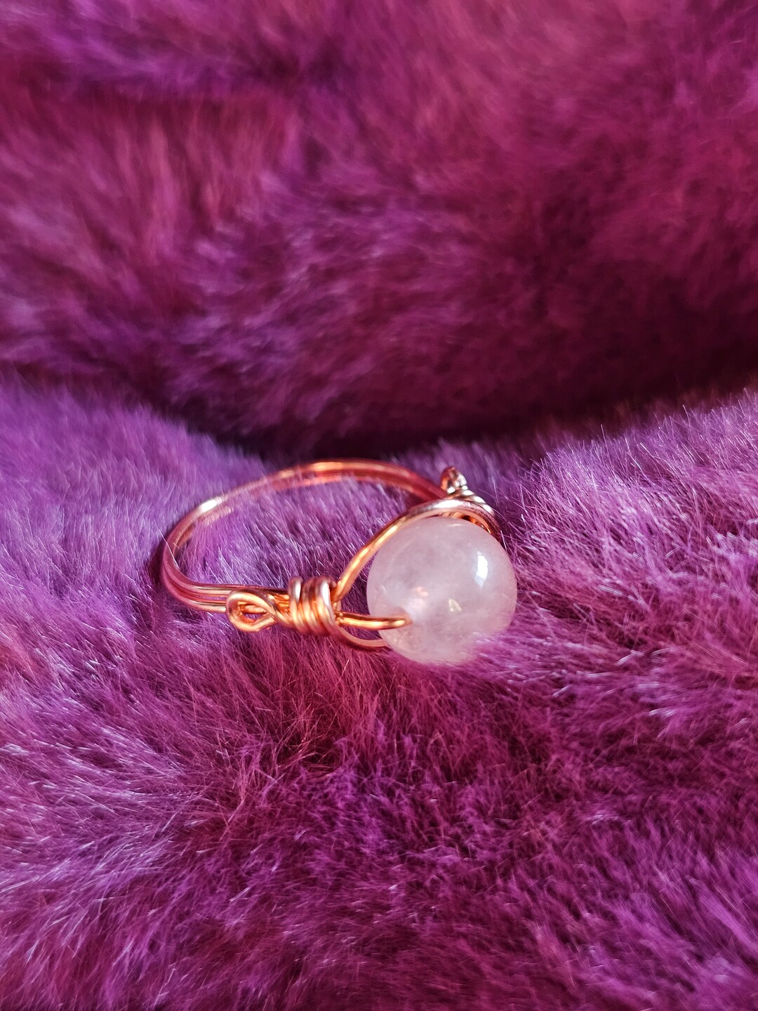 Rose Quartz and Copper Wire Wrapped Fidget Ring - Etsy