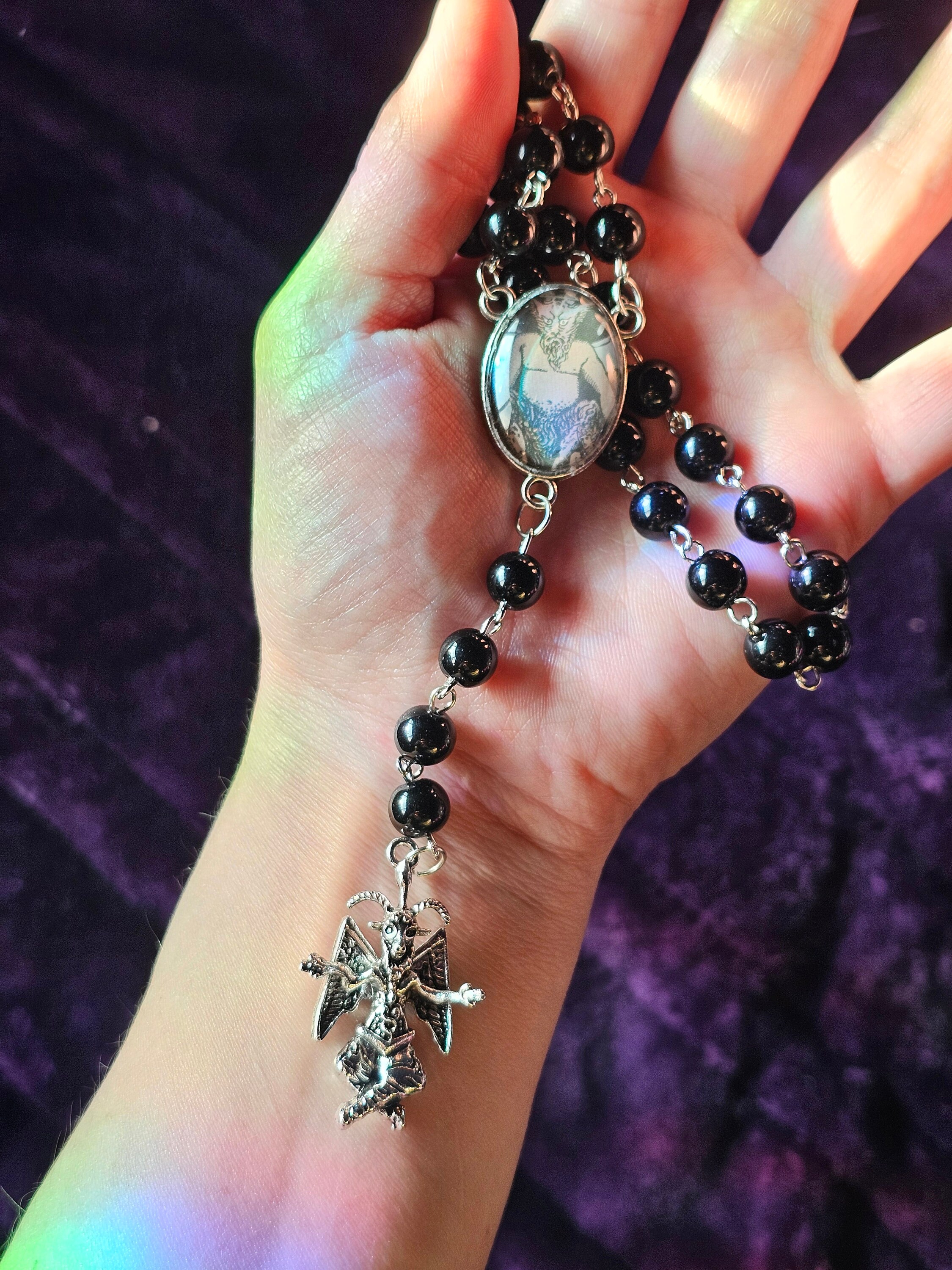 Baphomet Rosary Beads the Devil Tarot Card - Etsy