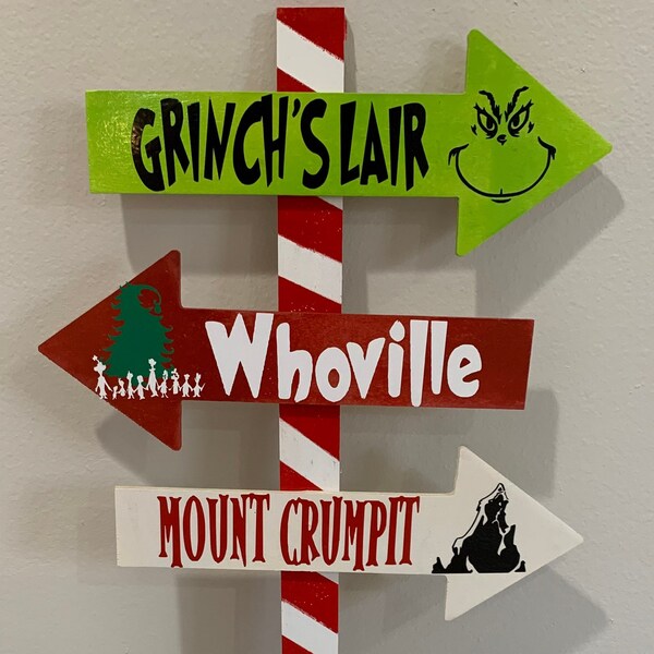 Grinch Wood Directional Sign for Outside - Etsy