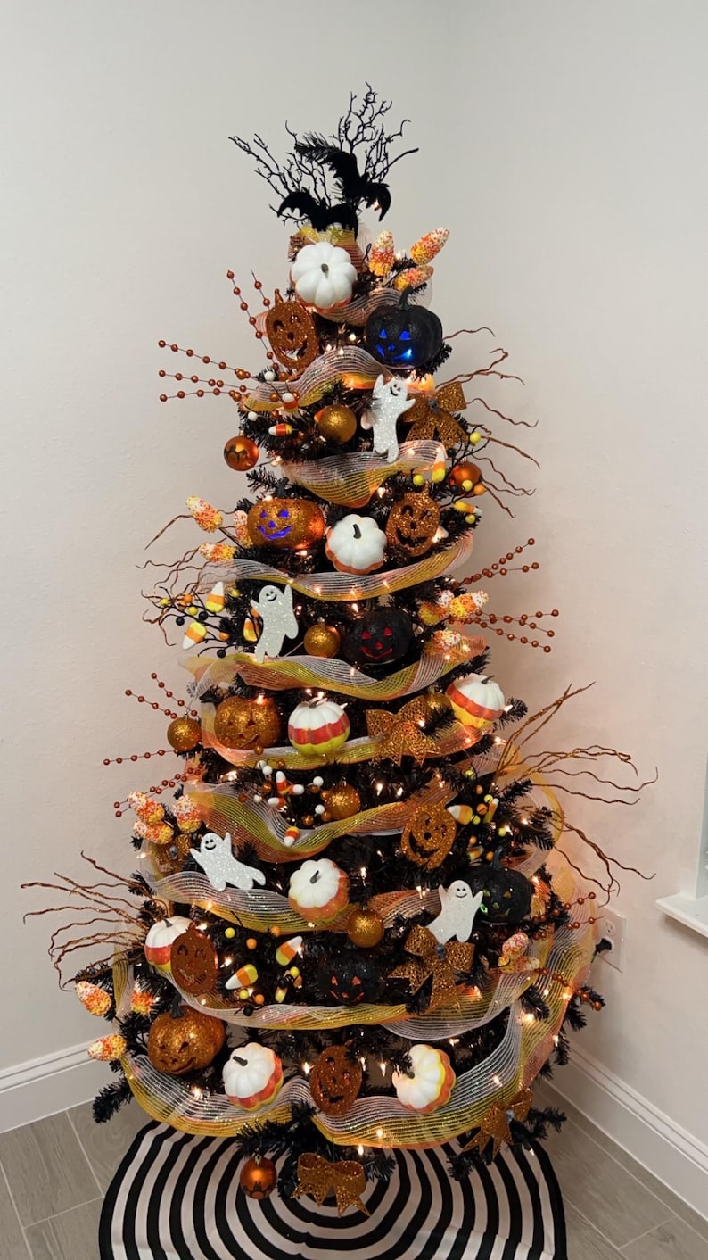 Candy Corn Pumpkin Halloween Tree - Etsy