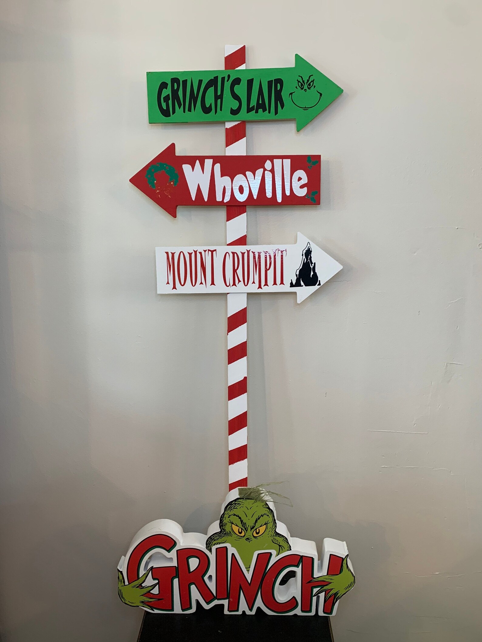 The Grinch Dr.seuss Inspired Grinch Wooden Directional Sign - Etsy