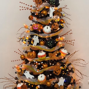 Candy Corn Pumpkin Halloween Tree - Etsy