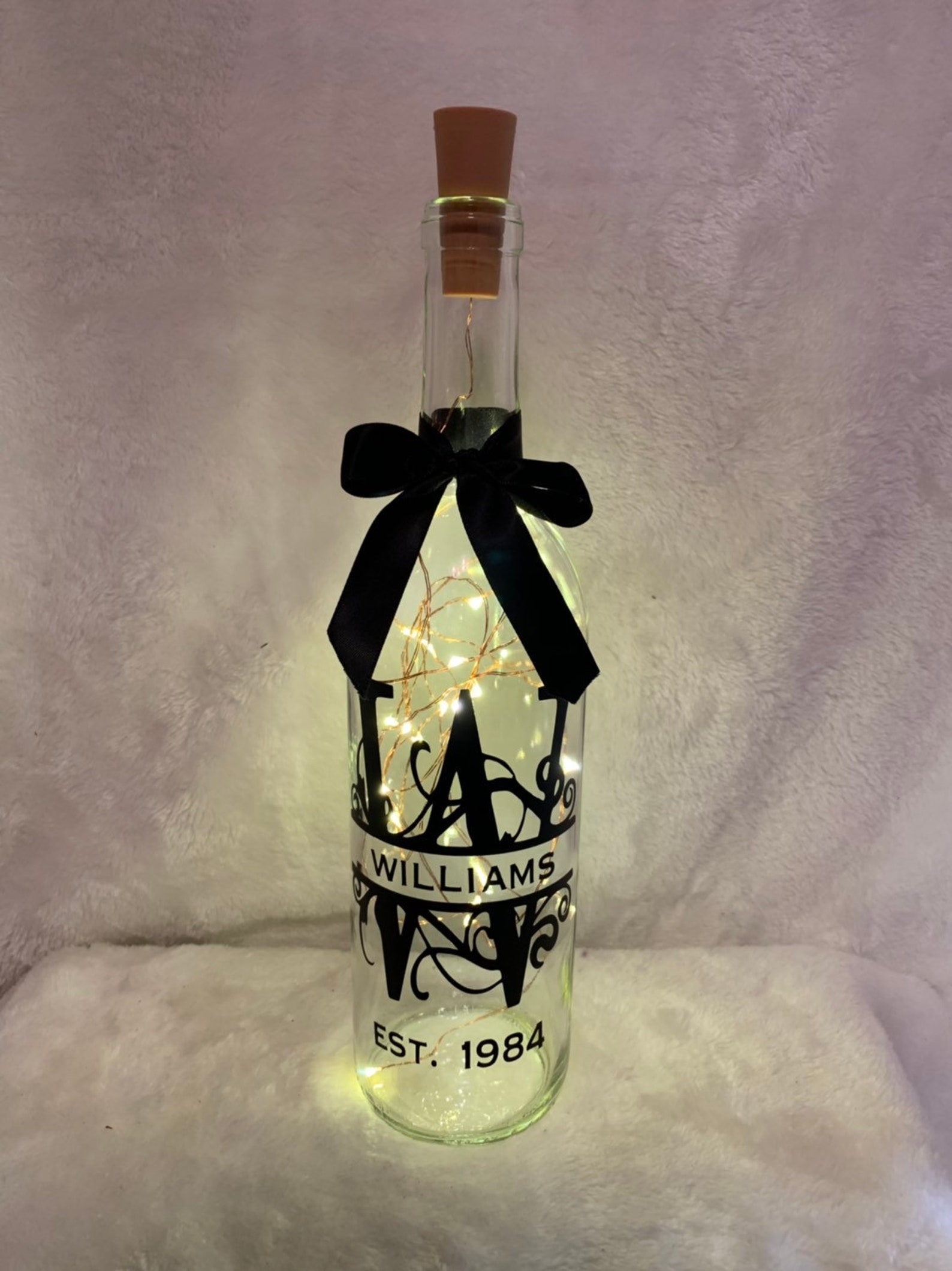 Customized Monogram Lighted Bottle - Etsy