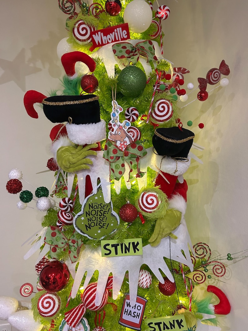 Grinch Stuck in Christmas Tree Kit – 7.5ft Pre-lit Bent Tree With ...