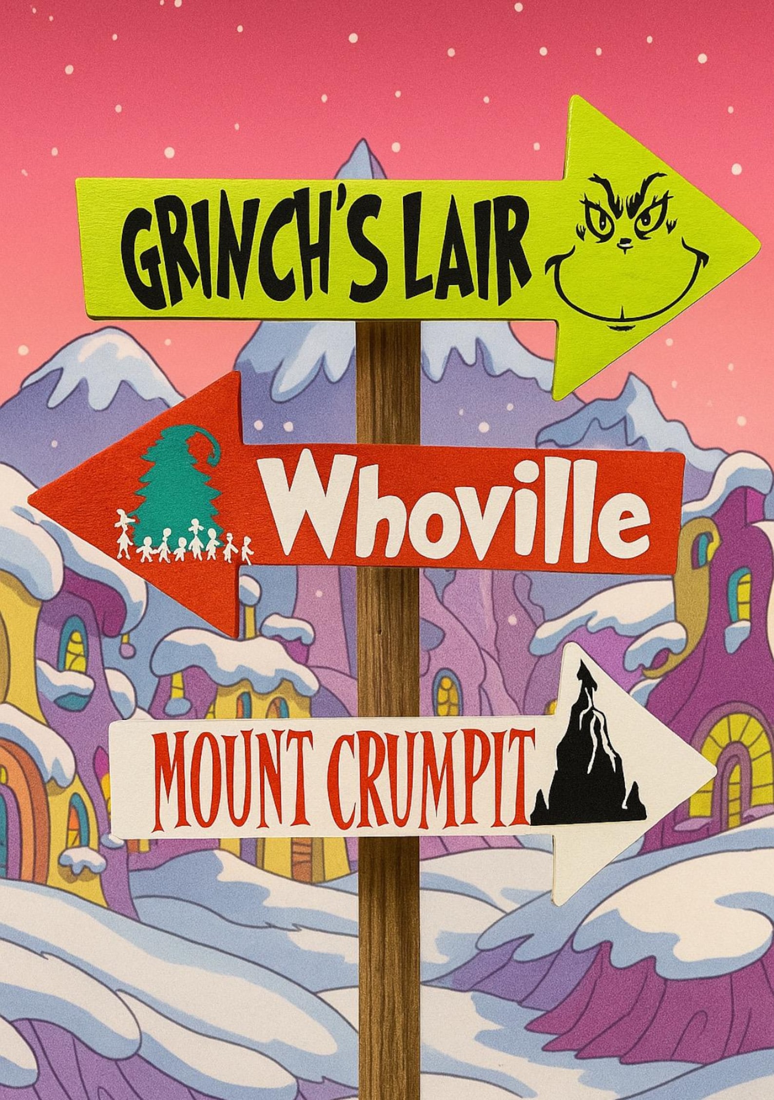 Grinch Directional Arrows- Grinch’s Lair, Whoville, and Mt.crumpit - Etsy