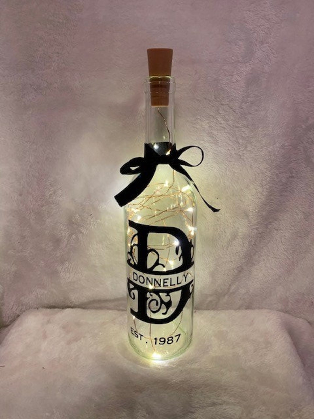 Customized Monogram Lighted Bottle - Etsy