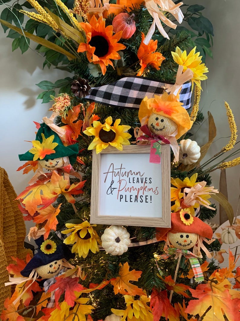 Fall Artificial Tree With Leaves and Scarecrows- Autumn Leave Tree - Etsy