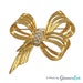 Vintage Triple Loop Bow Ribbon Rhinestones Gold Tone Holiday Christmas ...