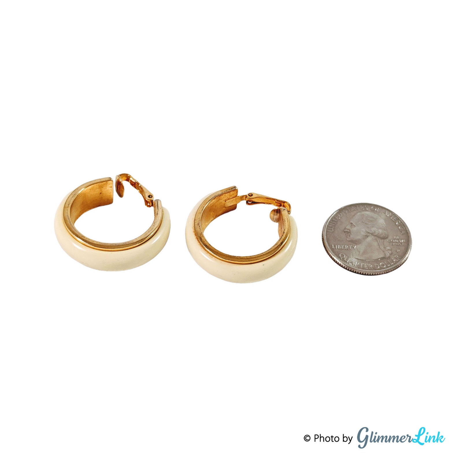 Vintage Avon Cream & Gold Tone Hoop Clip on Earrings - Etsy