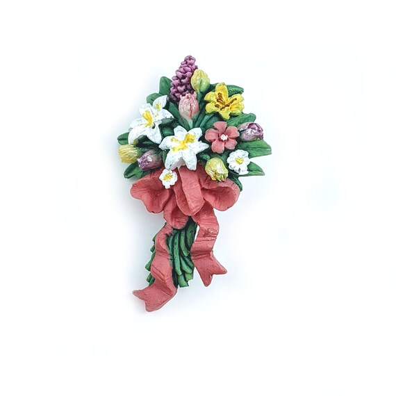 Vintage Lilies Tulips & Hyacinth Floral Bouquet Resin Pin - Etsy