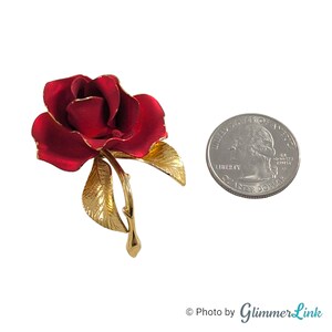 Vintage CERRITO Red Single Rose Enamel Gold Tone Brooch - Etsy