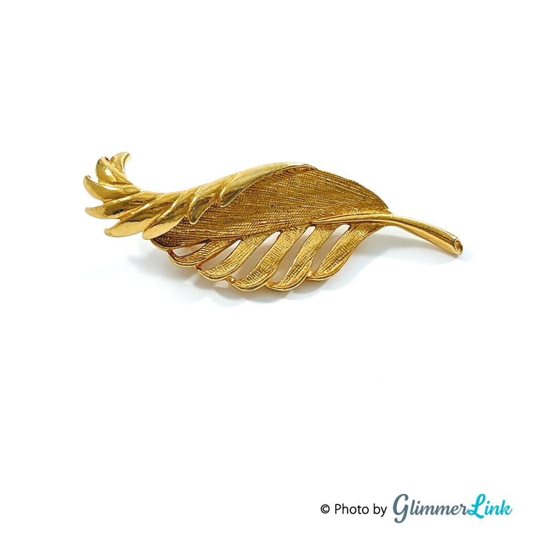 Vintage Gerry's Gold Tone Curled Textured Leaf Brooch - Etsy